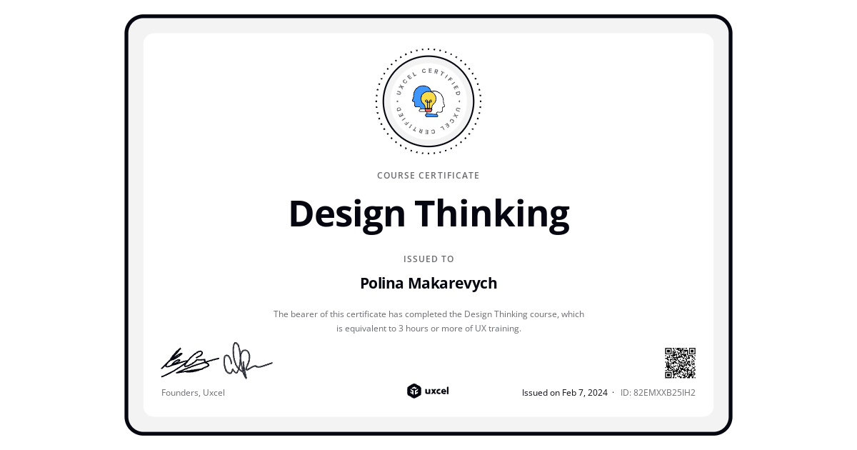 Uxcel Course Certificate of Completion | Uxcel